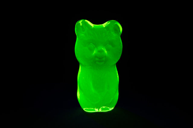Uranium Glass Tableware (Glow under UV) - Statuette - Small Bear with ...