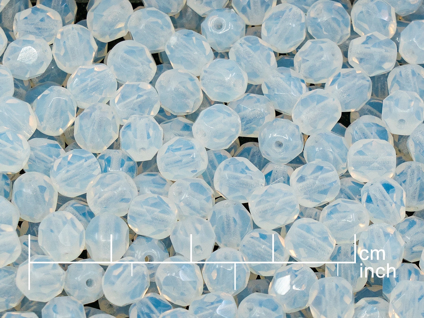 OUTLET 250g Round Faceted Fire Polished Beads, Opal White P (01000-P ...