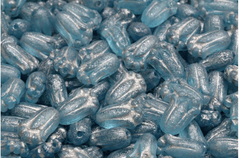 Tulip Bud Beads, Transparent Aqua Etched 56901 (60000-etch-56901), Gla ...