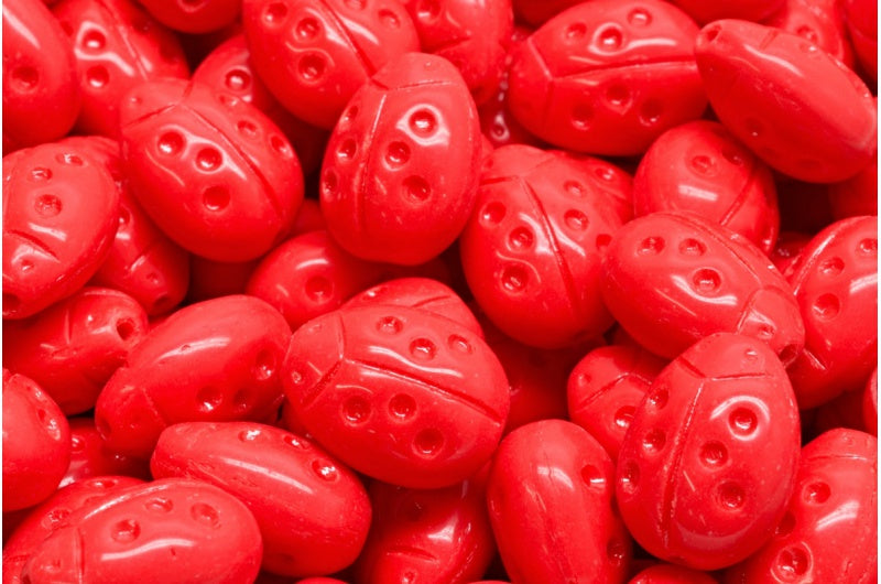 Ladybird beads, Red (93180), Glass, Czech Republic – bcv.glass
