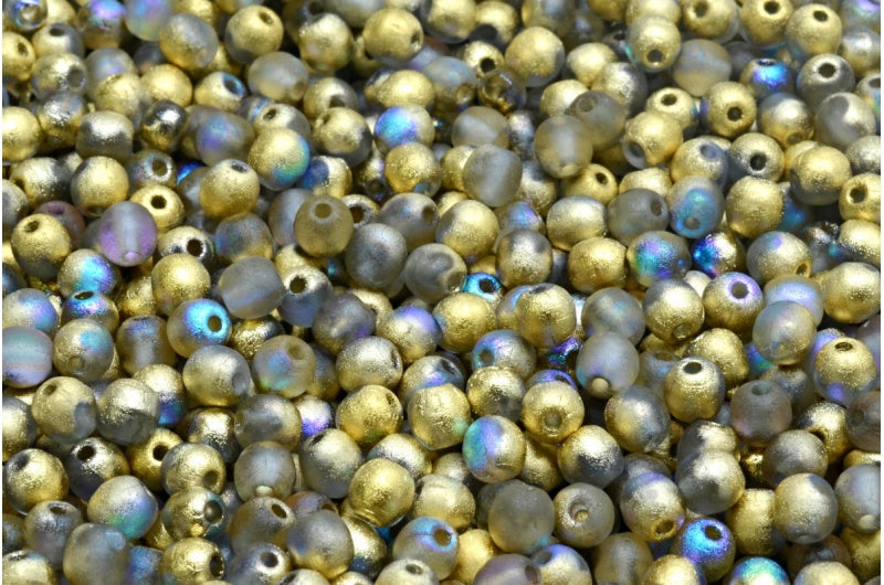 Round Druck Beads, Crystal Etched 98536 (00030-etch-98536), Glass, Cze ...