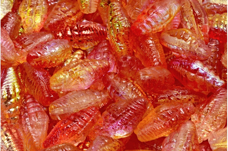 Miter Shell Beads, Crystal Glossy Red Gold (00030-48101), Glass, Czech ...