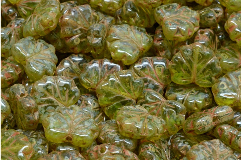 Maple Leaf Beads, Transparent Green Travertin (50220-86800), Glass, Cz ...
