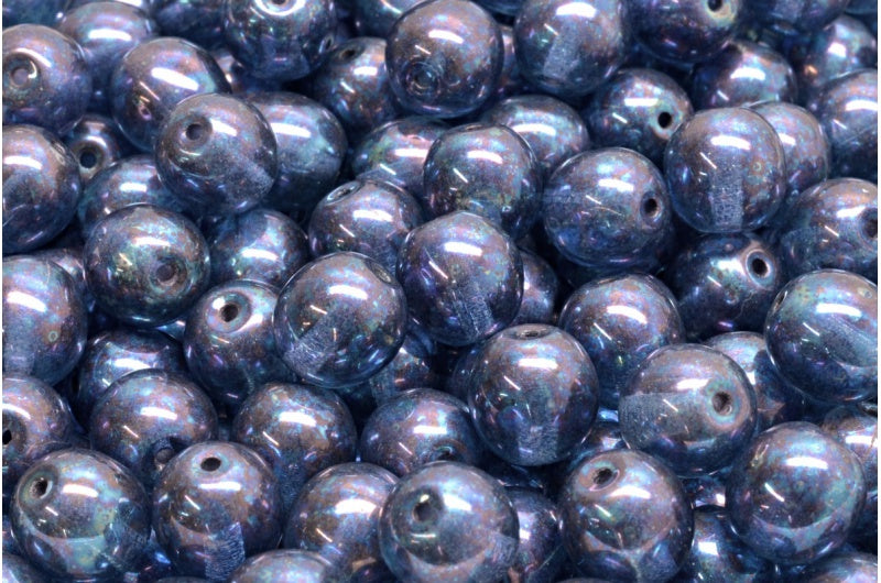 Round Druck Beads, Crystal Nebula (00030-15001), Glass, Czech Republic ...