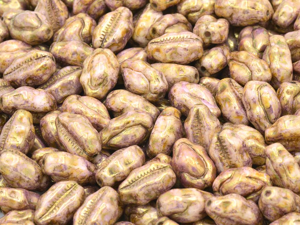 Pressed Beads Shell, Chalk White Senegal Violet (03000-15695), Glass ...