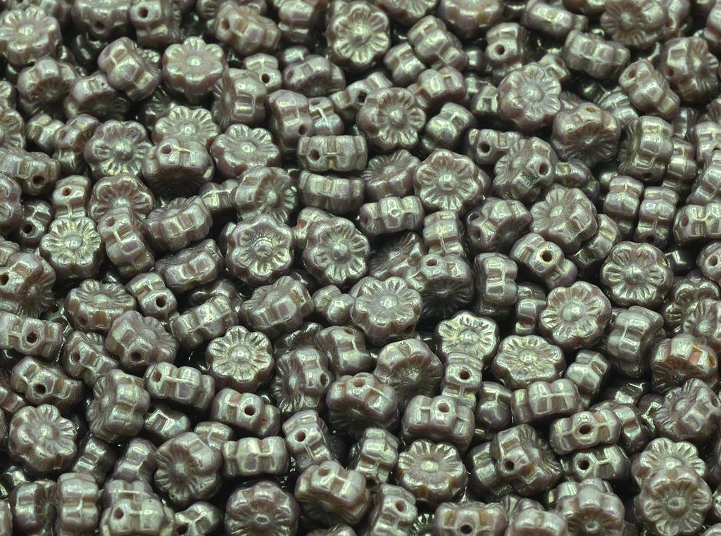 Flower Beads, Opaque Amethyst 15615 (23030-15615), Glass, Czech Republ ...