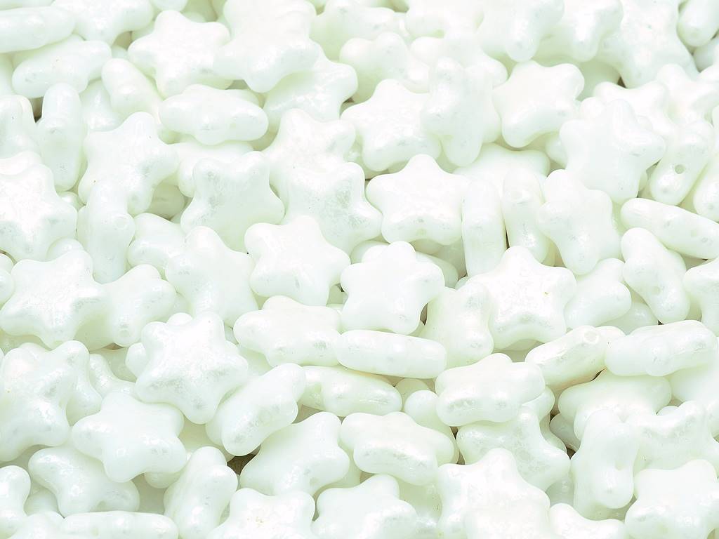 Flat Star Beads, Chalk White 56901 (03000-56901), Glass, Czech Republi ...