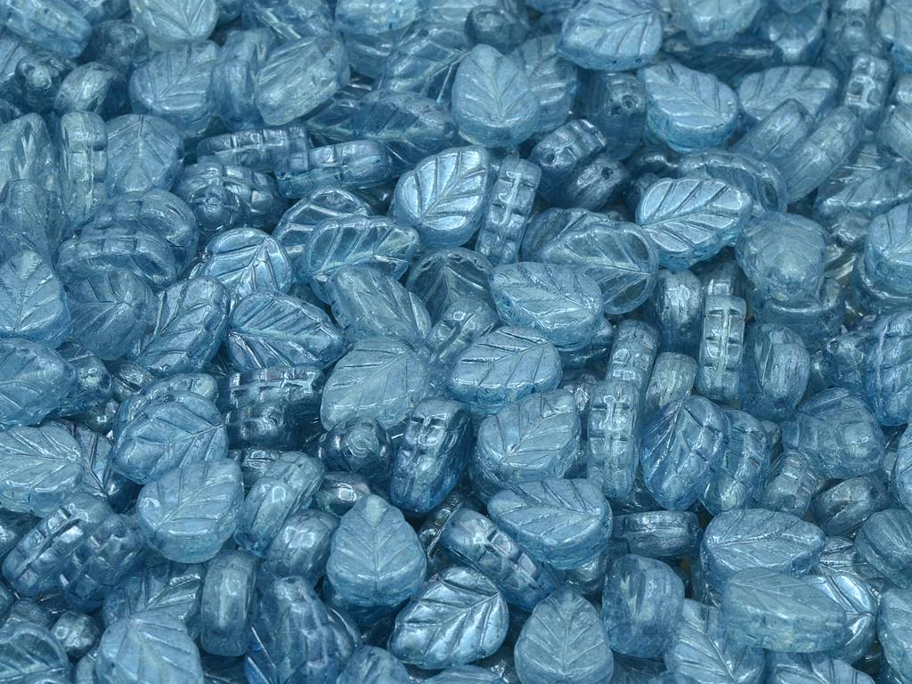 Mint Leaf Beads, Crystal Luster Blue Full Coated (00030-14464), Glass ...