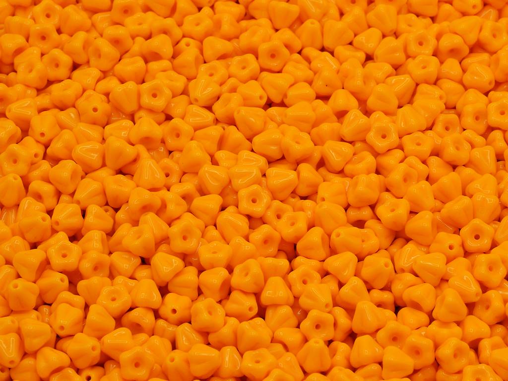 Bell Flower Beads, Opaque Orange (93120), Glass, Czech Republic – bcv.glass