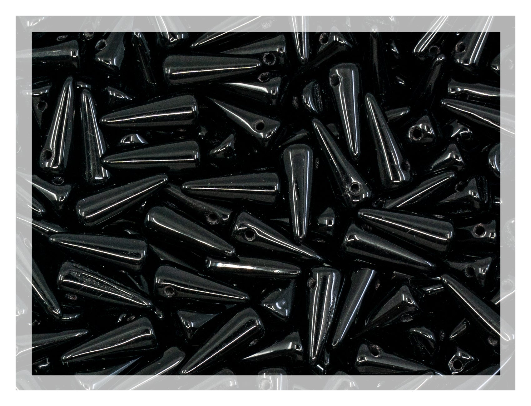 Small Spike Glass Beads, Thorn 1-hole pressed Czech Beads with flat bo ...