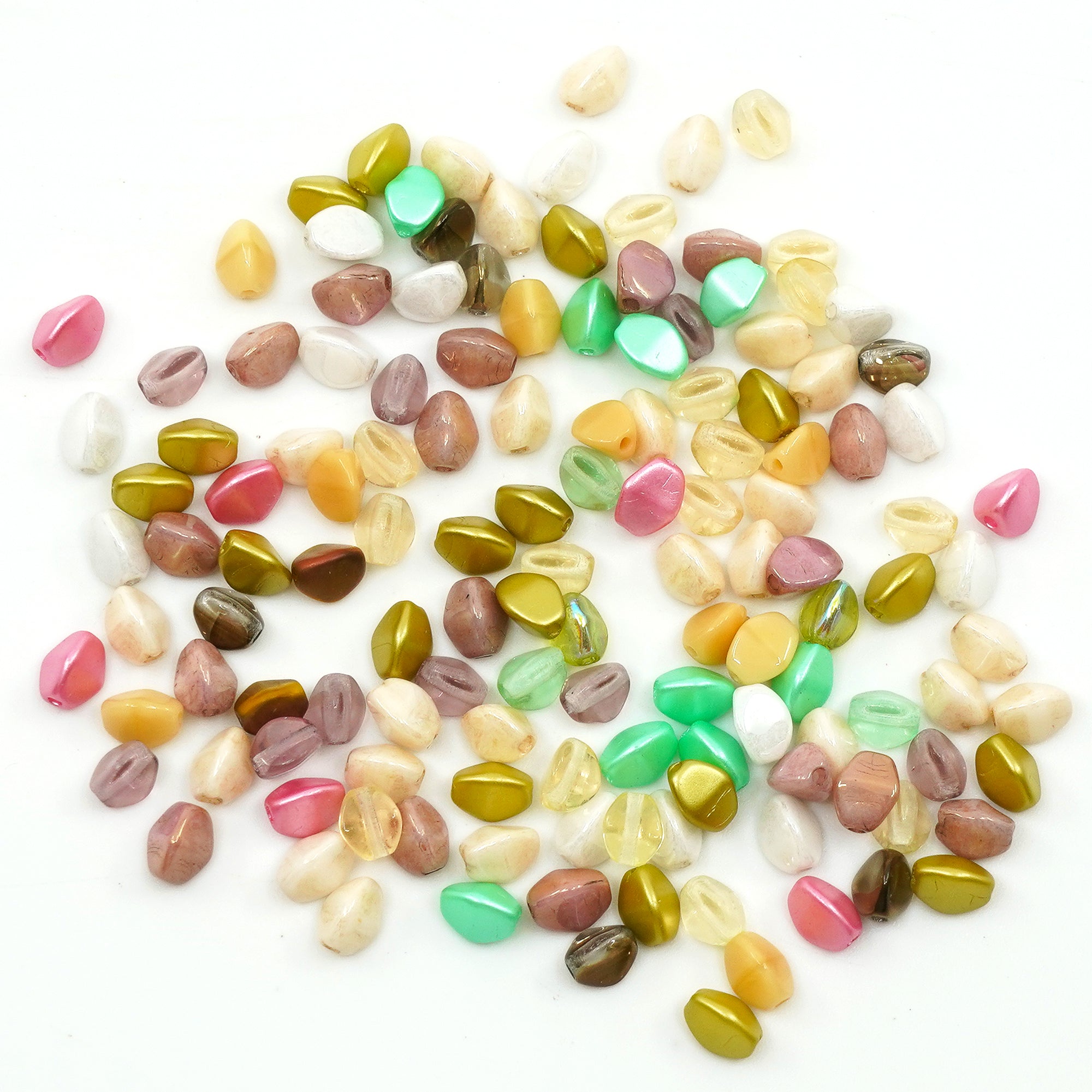 OUTLET 10 grams Pinch Pressed Beads, Beige Pink Mix (), Glass, Czech R ...