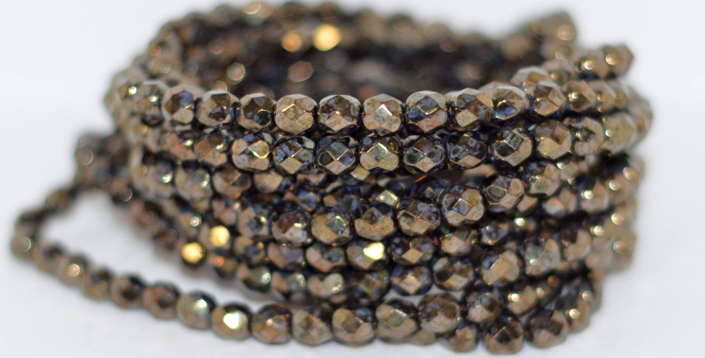 Fire Polished Round Faceted Beads, Black Senegal Violet (23980-15695 ...