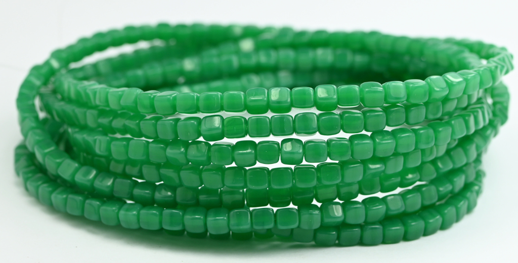 Cube Pressed Glass Beads, Opal Green (52020), Glass, Czech Republic ...