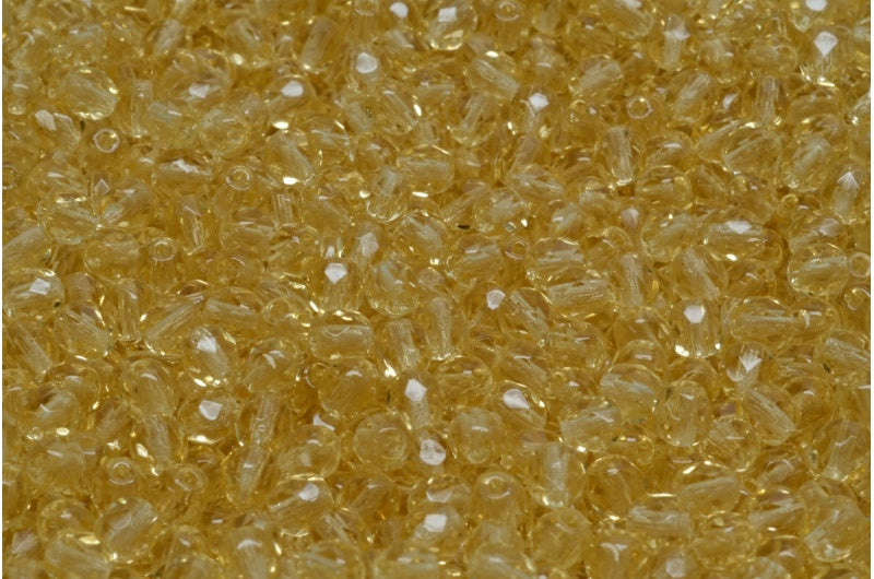 Fire Polished Faceted Beads Round, Transparent Light Topaz Yellow (100 ...