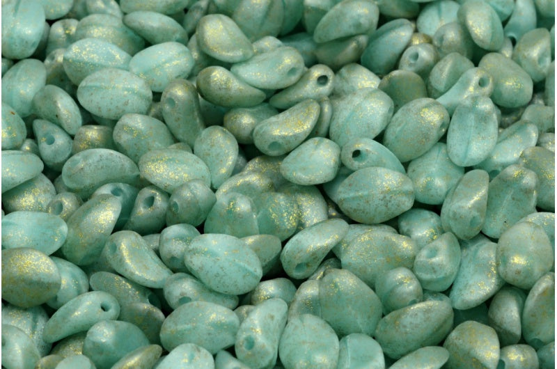 Tulip Petal Beads, Opal Aqua Etched 56902 (61000-ETCH-56902), Glass, C ...