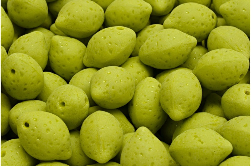 Lemon Beads, Opaque Green Matte (53400-84100), Glass, Czech Republic ...