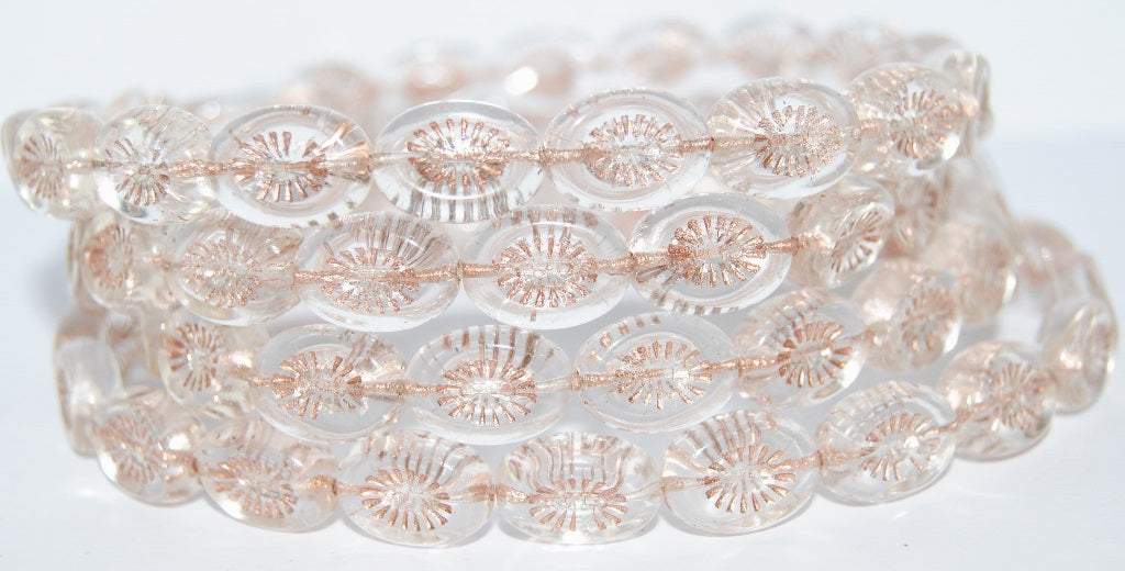 Oval Kiwi Pressed Glass Beads, Crystal 54200 (30 54200), Glass, Czech ...