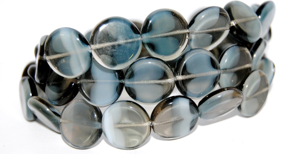 Flat Round Coin Pressed Glass Beads, 6407 (6407), Glass, Czech Republi ...
