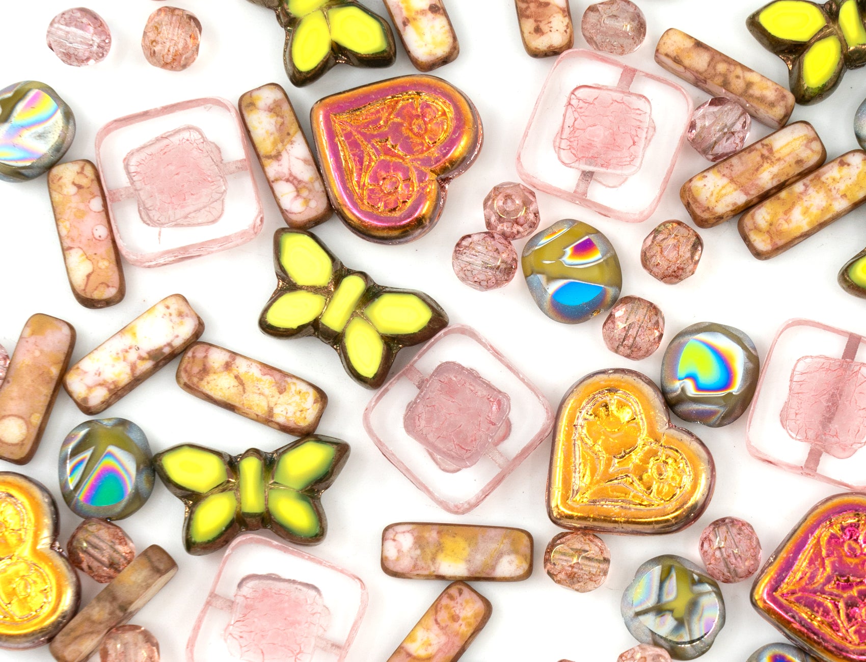 Focal Glass Bead Mix with Table-Cut Flower and Butterfly Beads, PG Pal ...