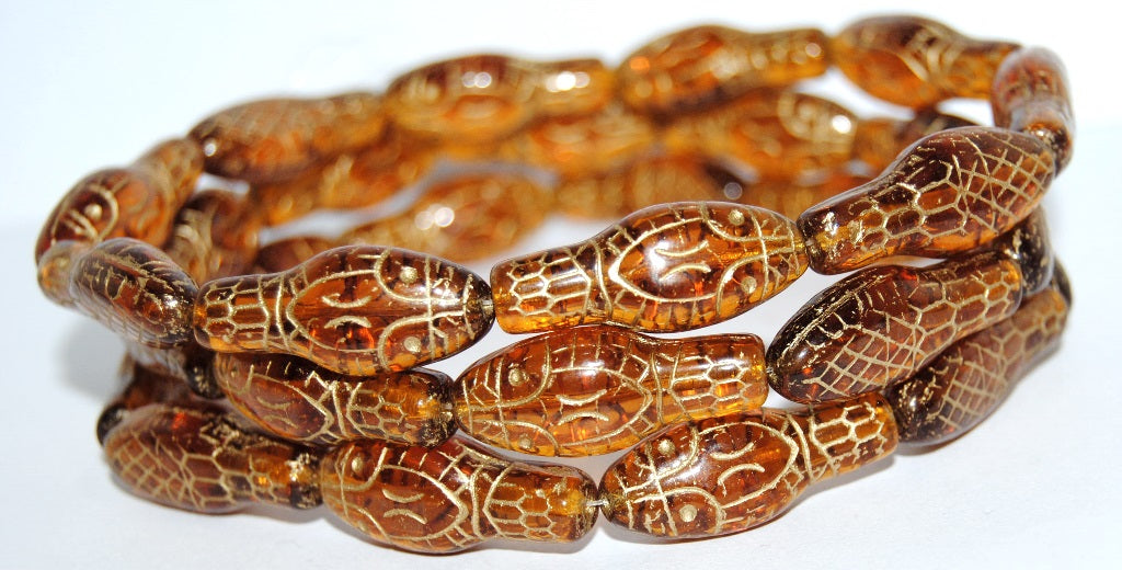 Snake Head Pressed Glass Beads, Transparent Orange 54202 (10060 54202 ...
