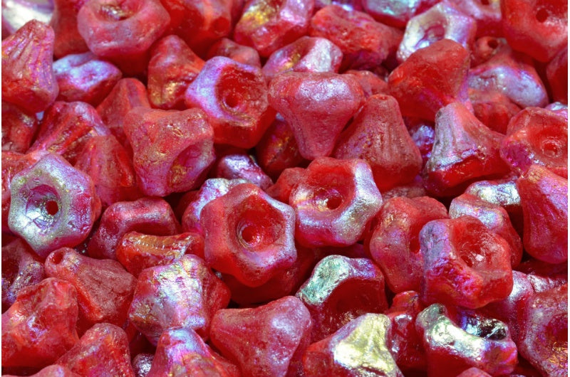 Flower Bell Beads, Opal Red Etched Ab Full (2X Side) (91250-etch-28703 ...