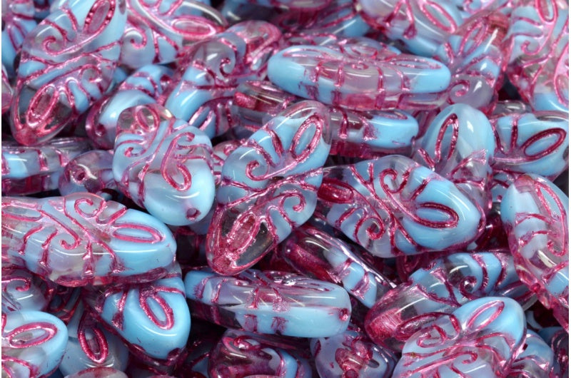 Arabesque Beads, Crystal Turquise Pink Lined (00030-64020-54321), Glas ...