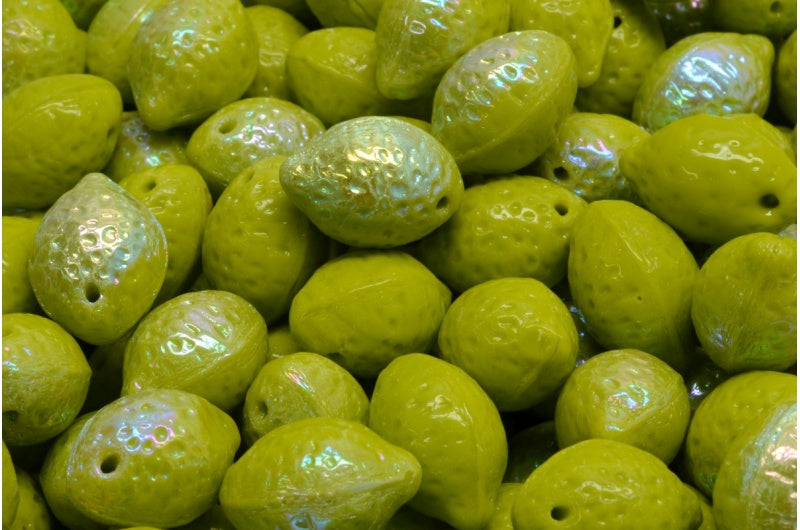 Lemon Beads, Opaque Green Ab (53400-28701), Glass, Czech Republic – bcv ...