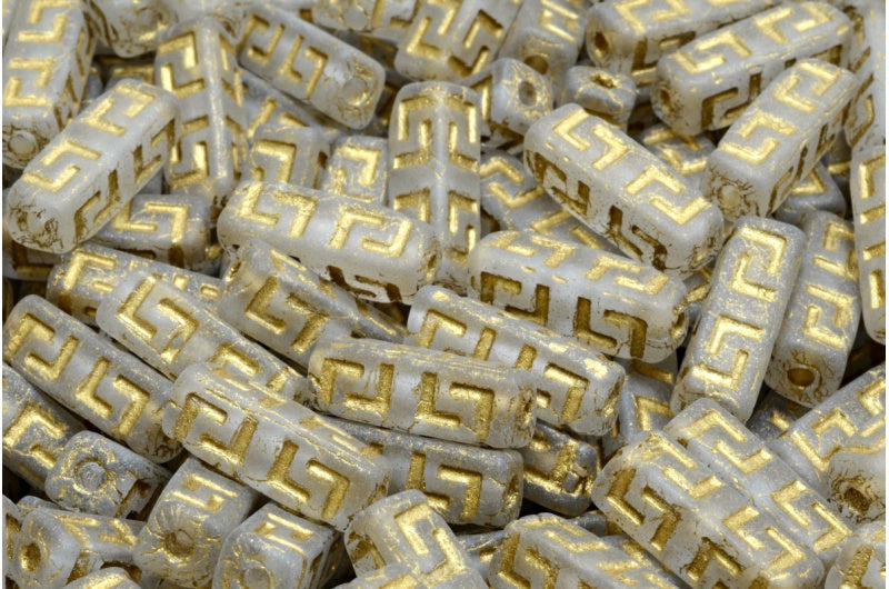 Celtic Block Beads, Crystal Matte Gold Lined (00030-84100-54302), Glas ...