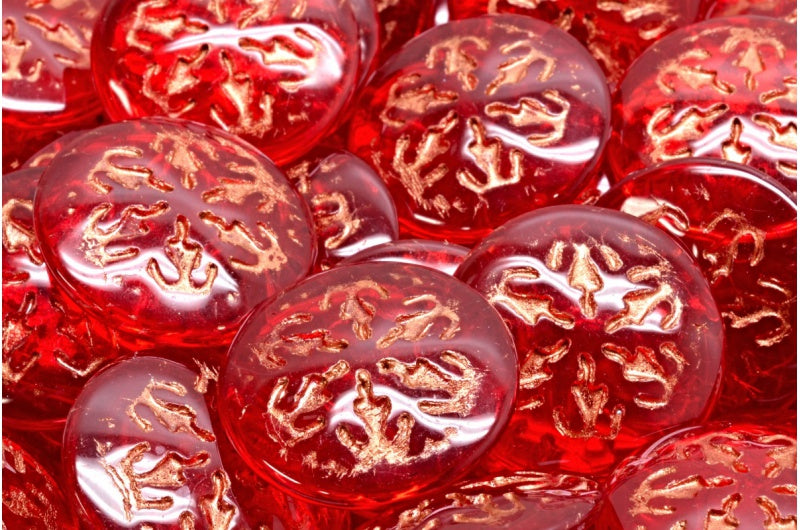 Snowflake Cabochon Beads, Ruby Red Copper Lined (90080-54319), Glass ...