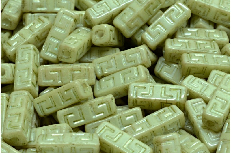 Celtic Block Beads, White Luster Green Full Coated (02010-14457), Glas ...