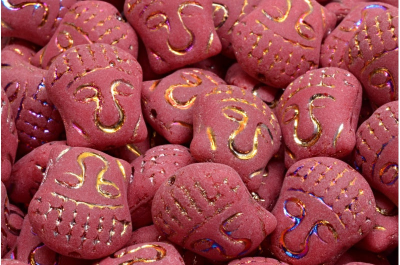 Buddha Head Beads, Opaque Red Sliperit Full (2X Side) Matte (93210-295 ...