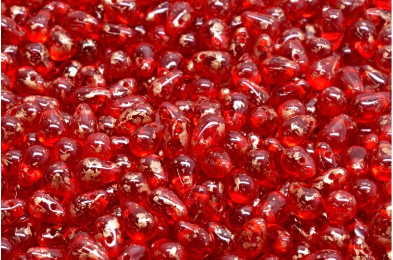 Drop Beads, Ruby Red 94402 (90080-94402), Glass, Czech Republic – bcv.glass