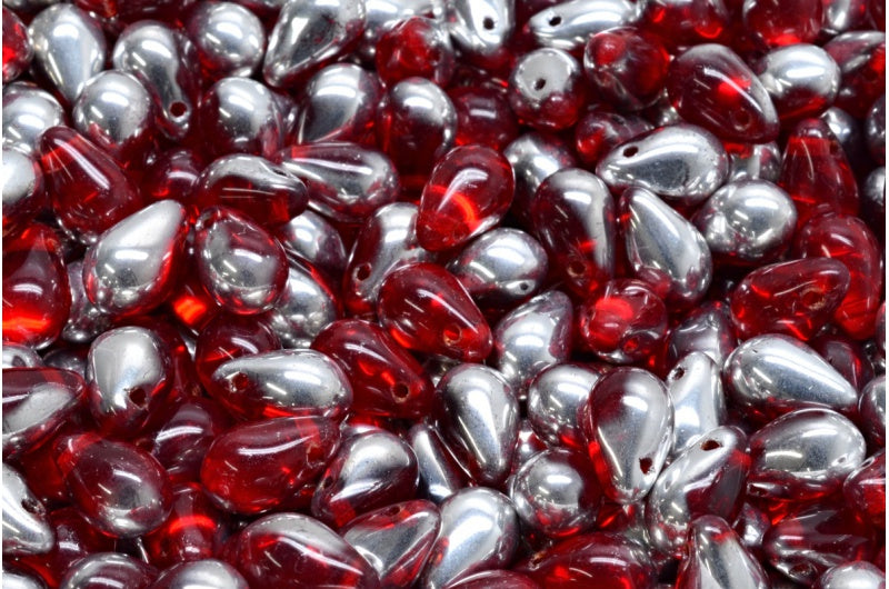 Drop Beads, Ruby Red Crystal Silver Half Coating (90080-27001), Glass ...