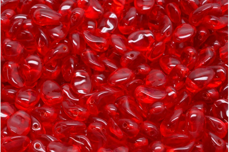 Tulip Petal Beads, Ruby Red (90080), Glass, Czech Republic – bcv.glass