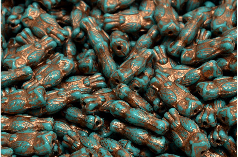 Owl Beads, Turquise Copper Lined (63140-54319), Glass, Czech Republic ...
