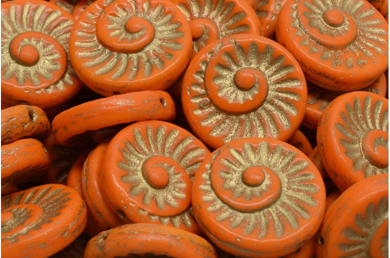 Fossil Shell Beads, Opaque Yellow Gold Lined (93120-54302), Glass, Cze ...