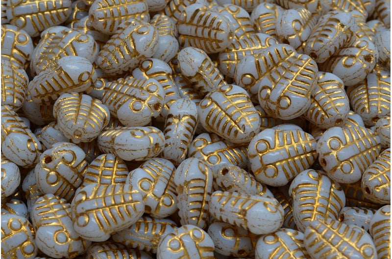 Trilobite Beads, White Gold Lined (02010-54302), Glass, Czech Republic ...