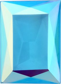 Rectangle Faceted Pointed Back (Doublets) Crystal Glass Stone, Aqua Bl ...