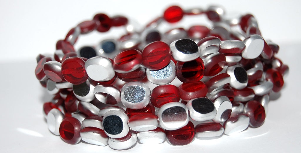 Table Cut Round Candy Beads, Mixed Colors Ruby Crystal Silver Half Coa ...